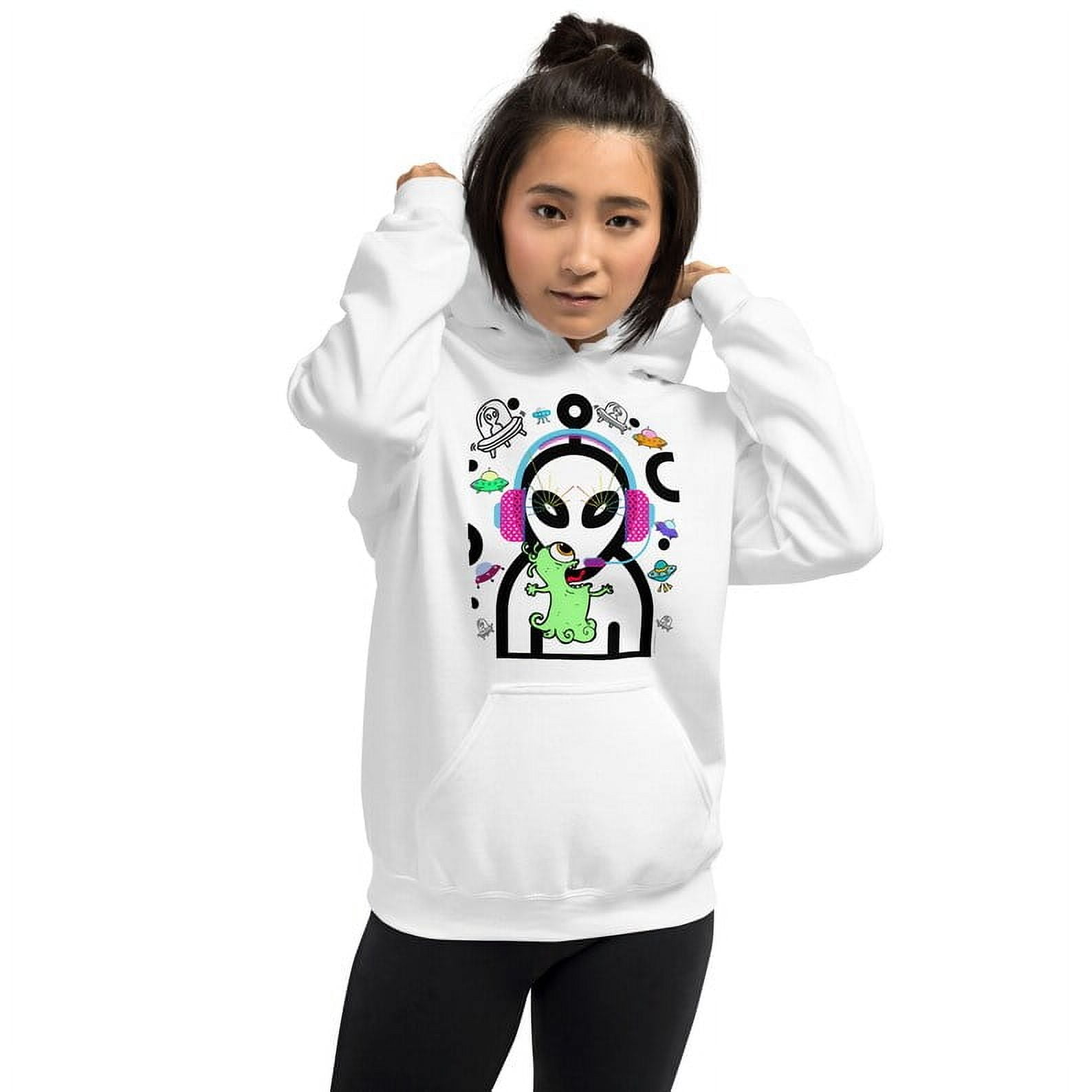 Space Alien Flying Saucer Cartoon Hoodie - Walmart.com