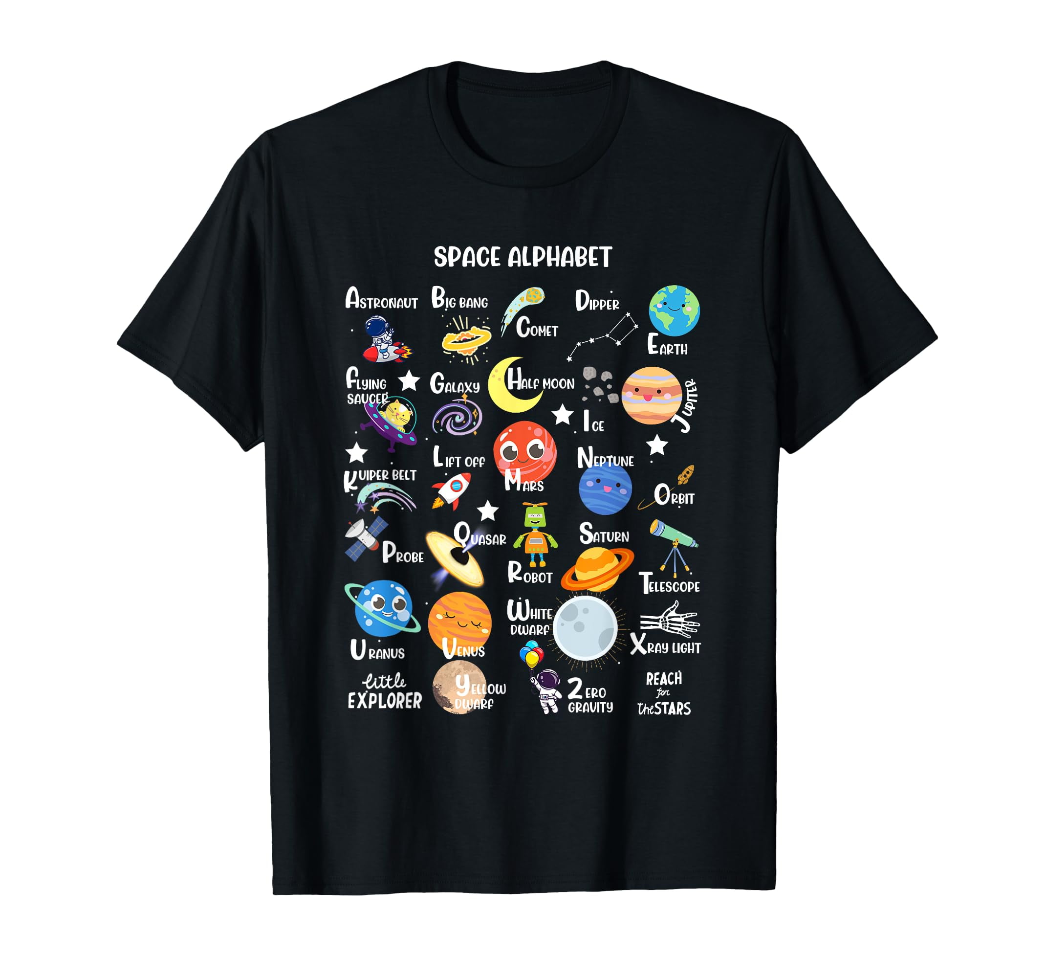 Space Alphabet A-Z ABC of Outer Space STEM Kids T-Shirt - Walmart.com