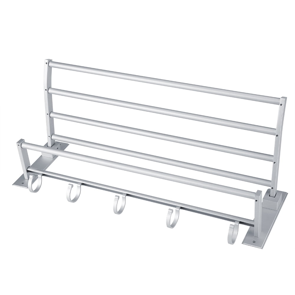 Space Alumimum Bath Towel Rack Holder Washcloth Shelf with 5 Hooks ...