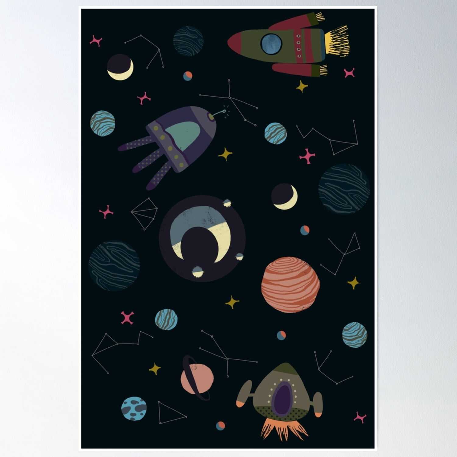 Space And Rockets Poster Wall Art, Modern Wall Decor, 24x36 UNFRAMED ...