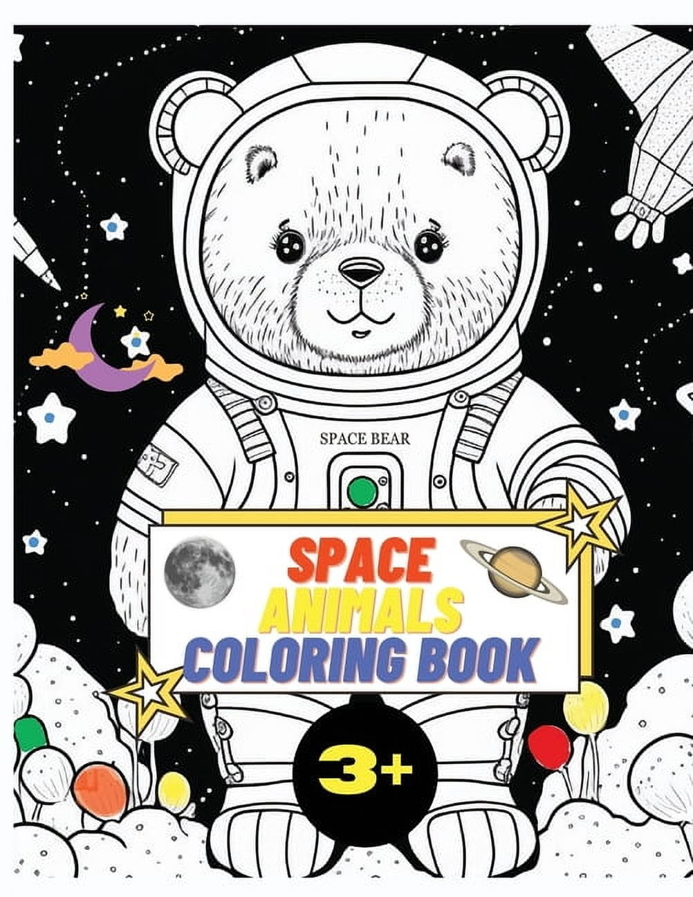 Space Animals Coloring Book: 50 pages of modern coloring images for ...