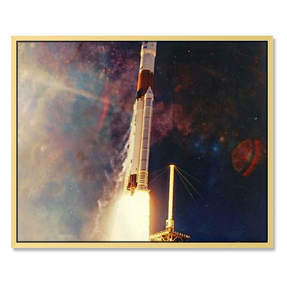 Space Apollo Launch Saturn V Rocket Flame USA Unframed Wall Art Print ...