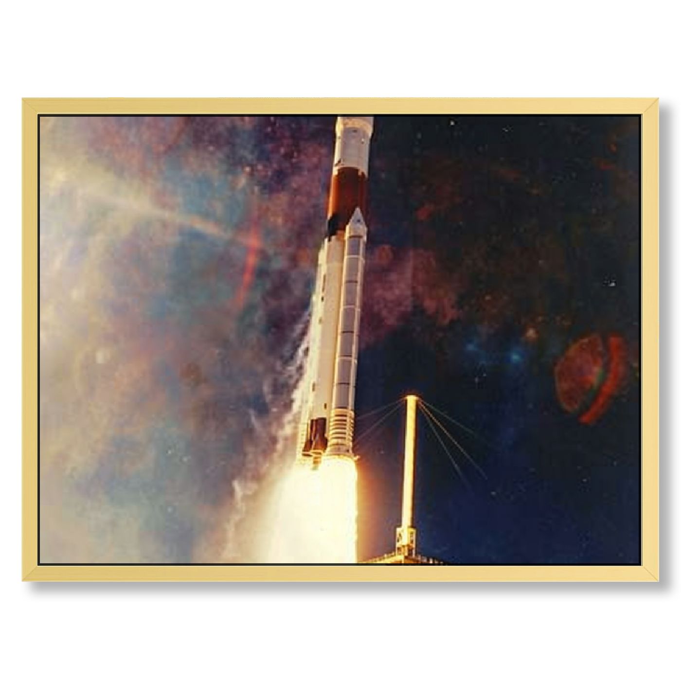 Space Apollo Launch Saturn V Rocket Flame USA Unframed Wall Art Print ...