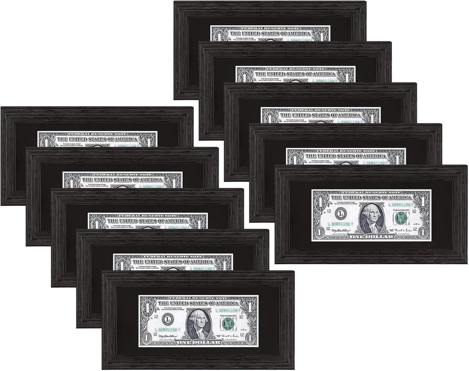 Space Art Deco, 4x9 Dark Brown Textured Bill/Currency Frame with Black ...
