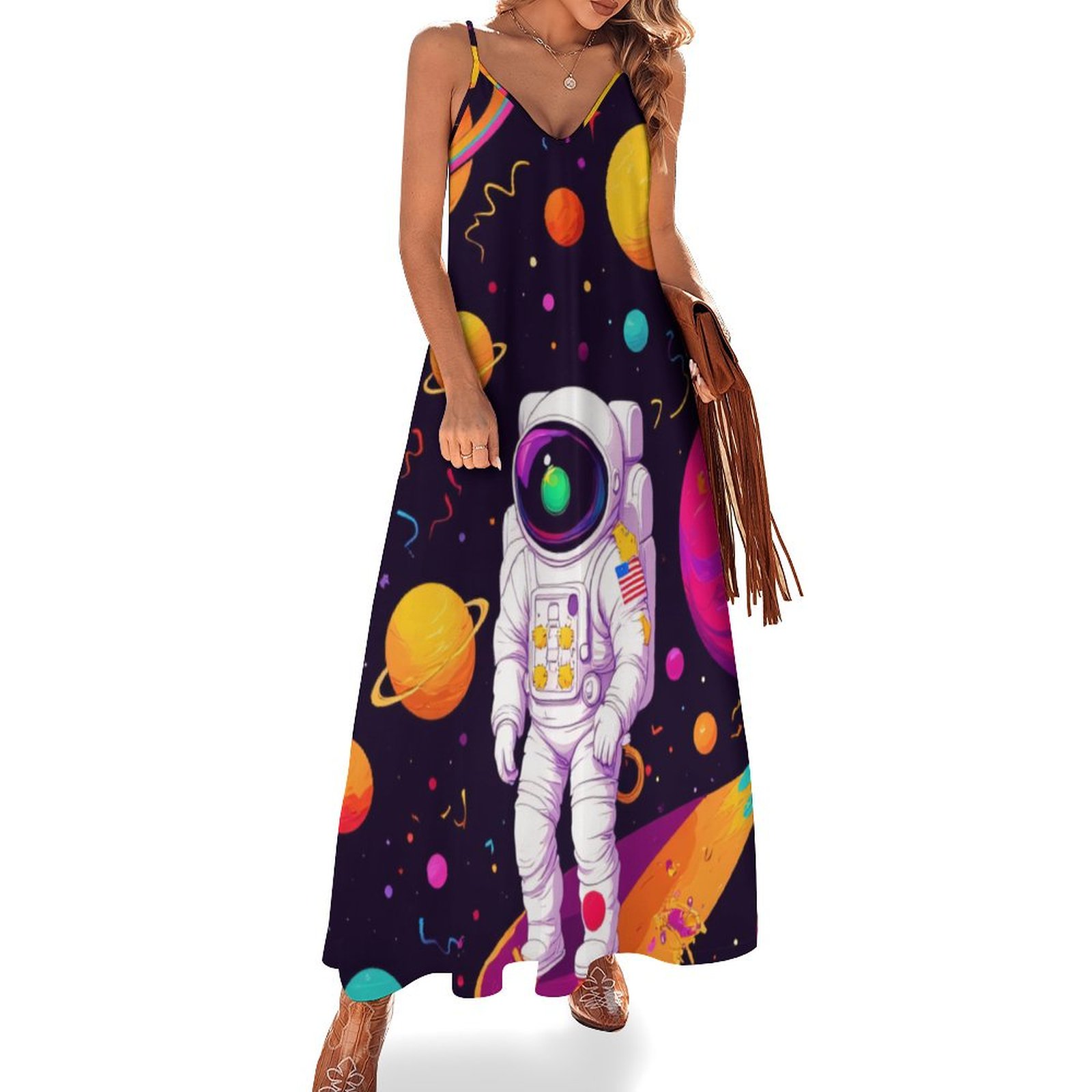 Space Astronaut Adventure Fine Art Sleeveless Dress Summer Dress Woman ...