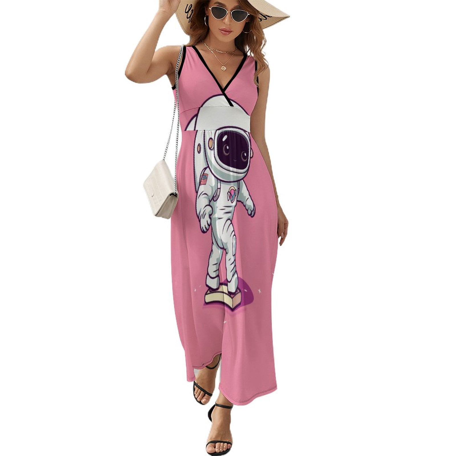 Space Astronaut Art Sleeveless Dress Women's Summer Suit Dresses for ...
