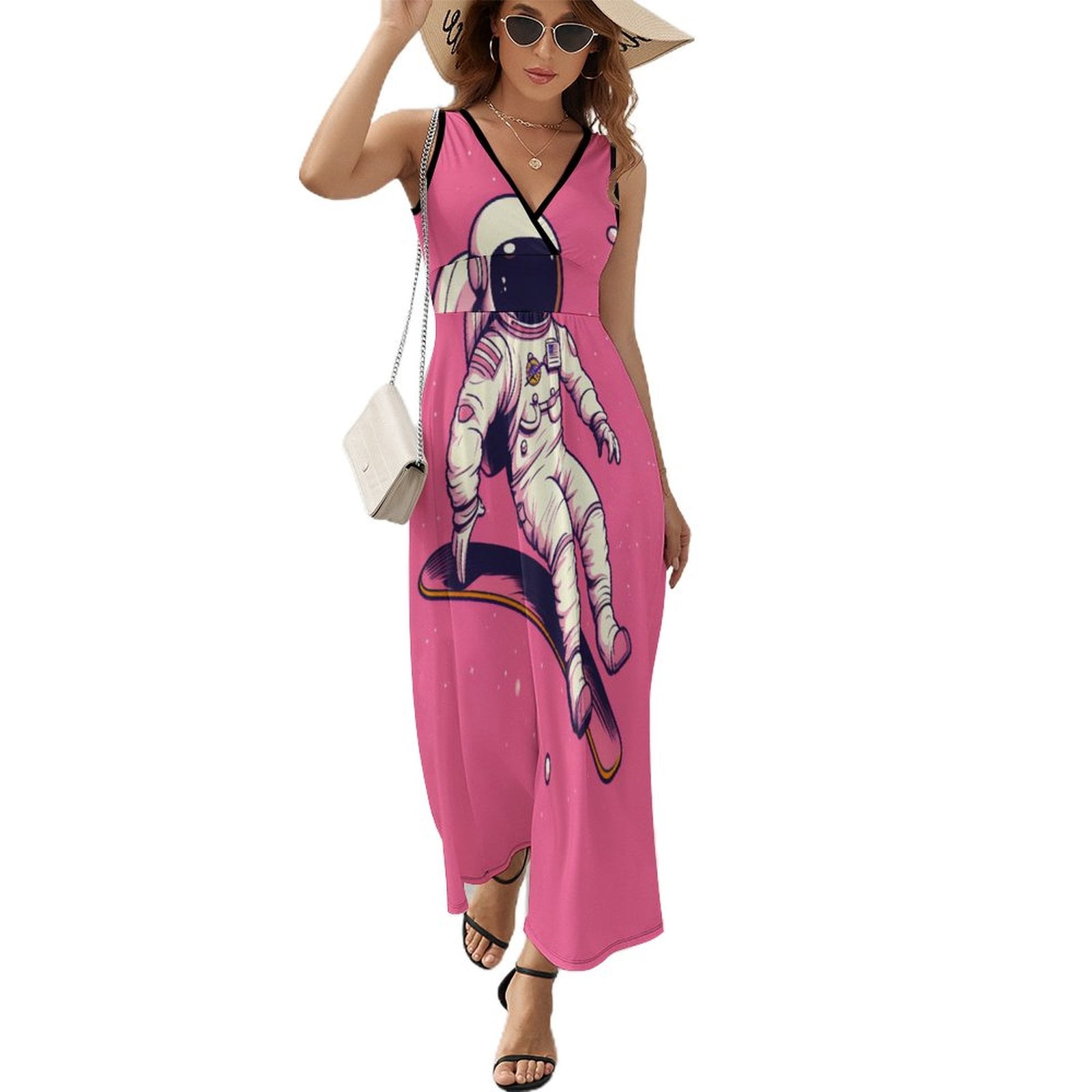 Space Astronaut Art Sleeveless Dress Women's Summer Suit Dresses for ...