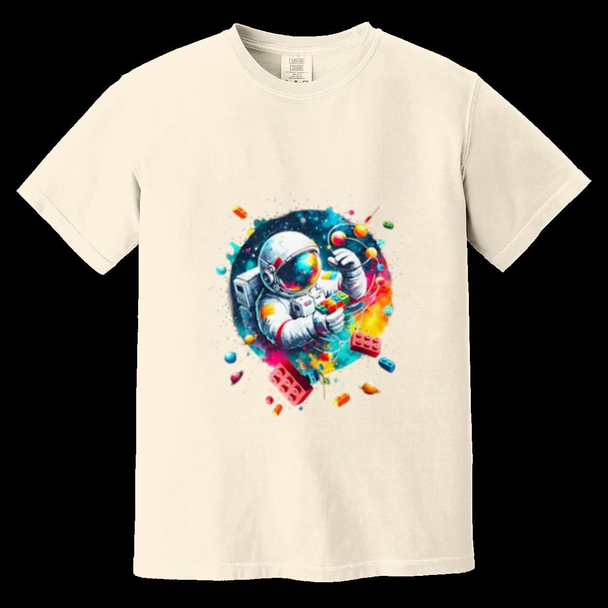 Space Astronaut Builder Funny Cosmic Brick Theme Comfort Color T-Shirt ...