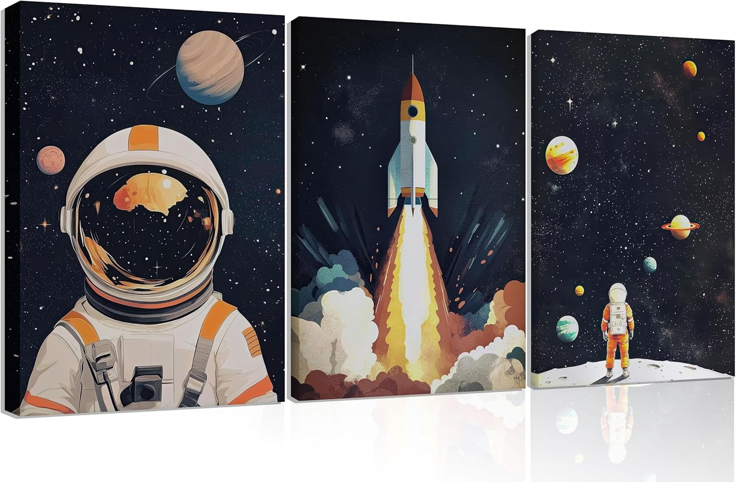 Space Astronaut Canvas Wall art Cute Astronaut Nursery Galaxy Posters ...