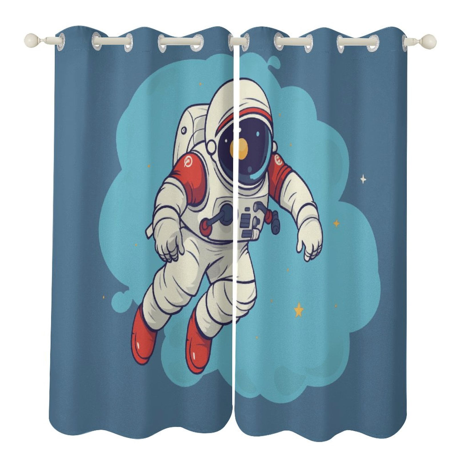 Space Astronaut Cartoon Blackout Window Curtains for Bedroom Living ...