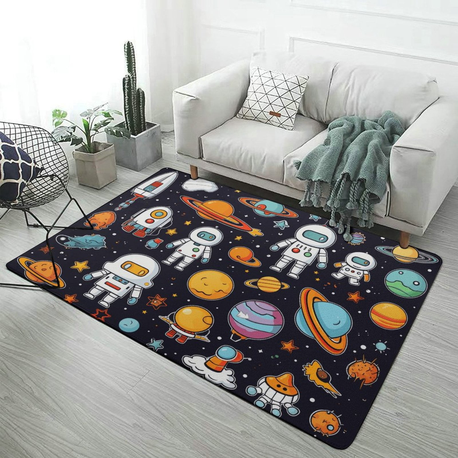 Space Astronaut Cartoon Carpet Rug for Home Living Room Bedroom Sofa ...