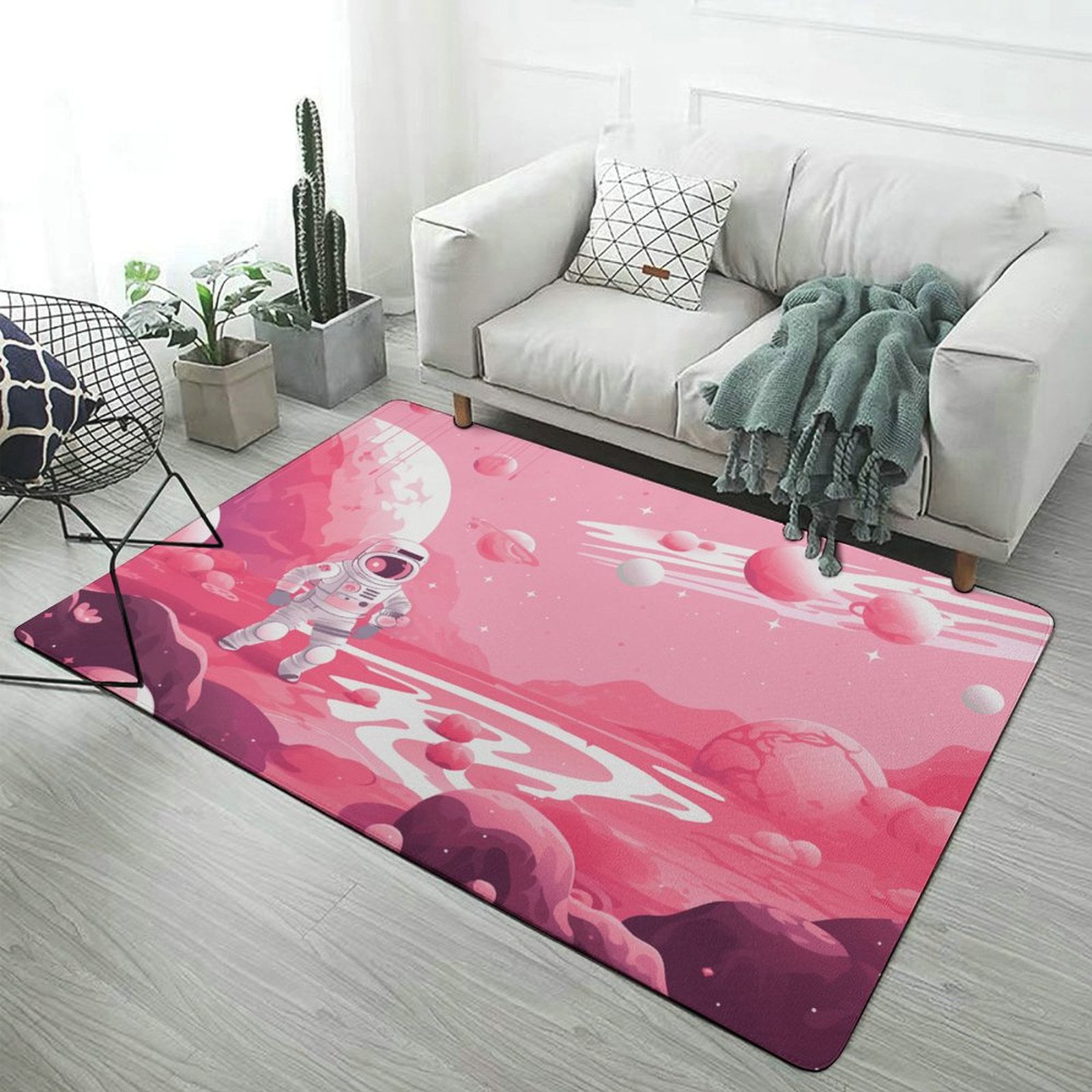 Space Astronaut Cartoon Home Decor Living Room Carpet Non-slip Hotel ...