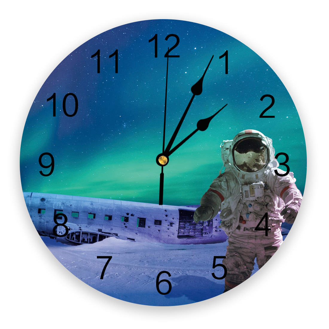 Space Astronaut Cartoon Wall Clock Wall rations In The Living Room PVC ...