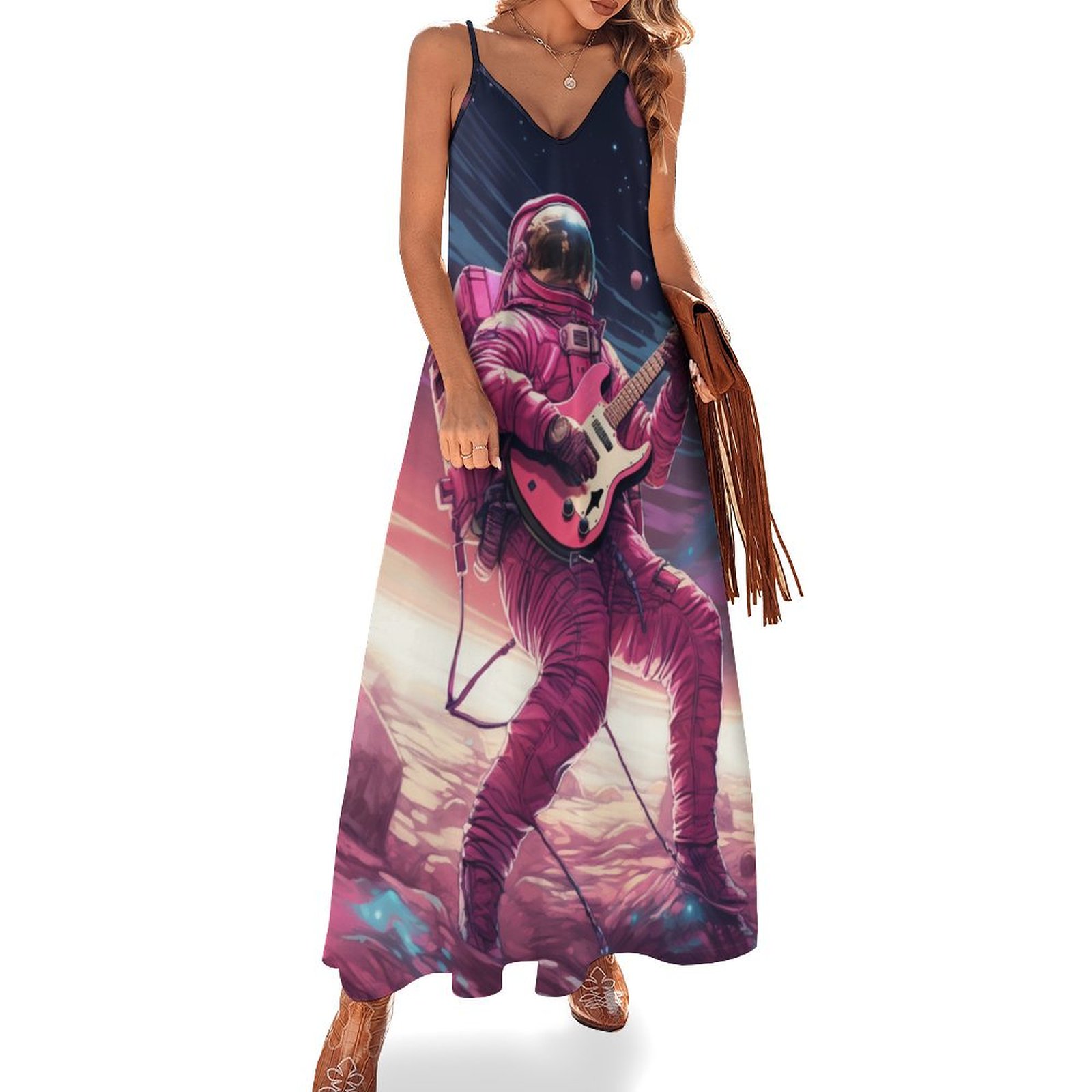 Space Astronaut Fine Art Sleeveless Dress Summer Dress Woman 2025 ...