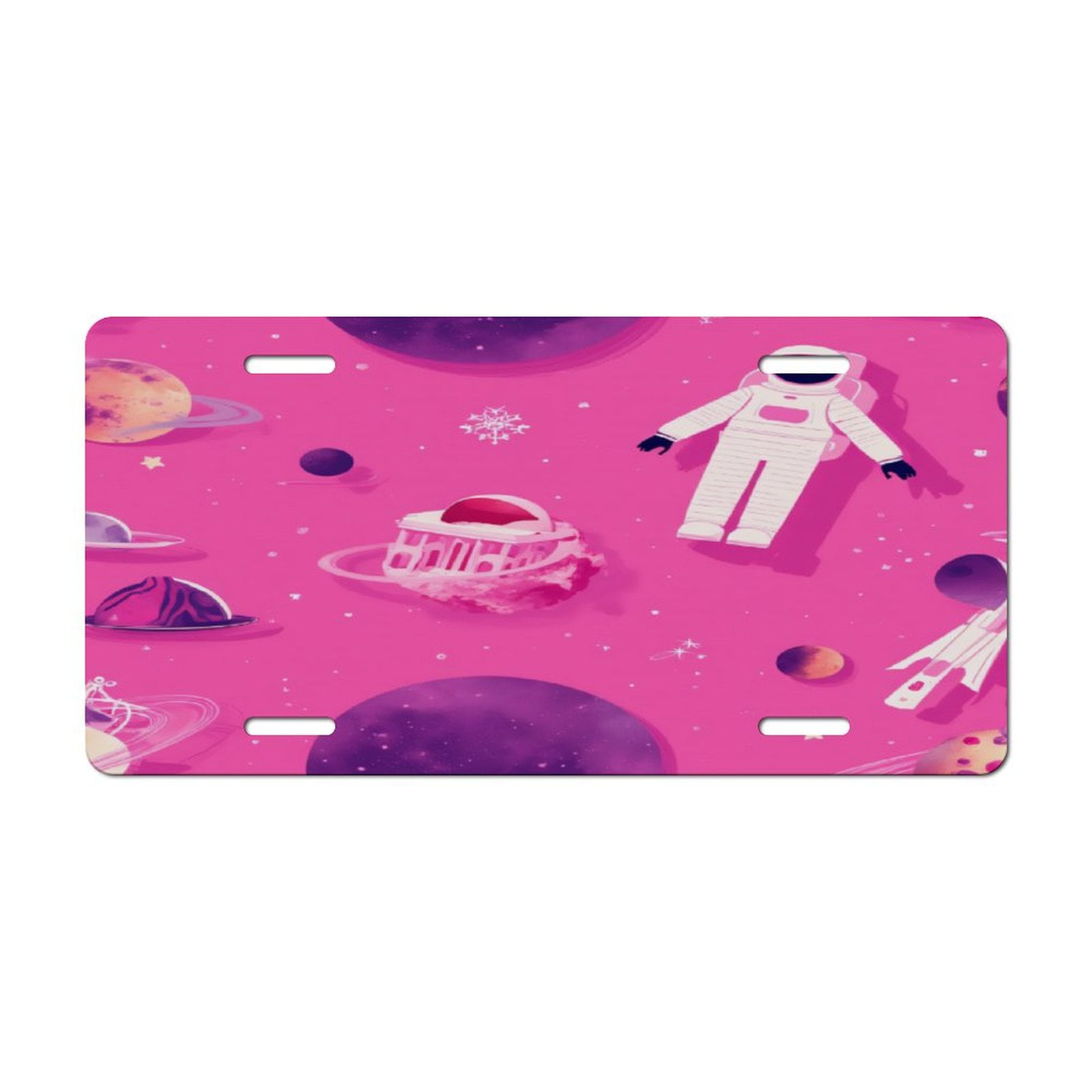 Space Astronaut Pink Planets License Plate Lightweight Aluminum ...