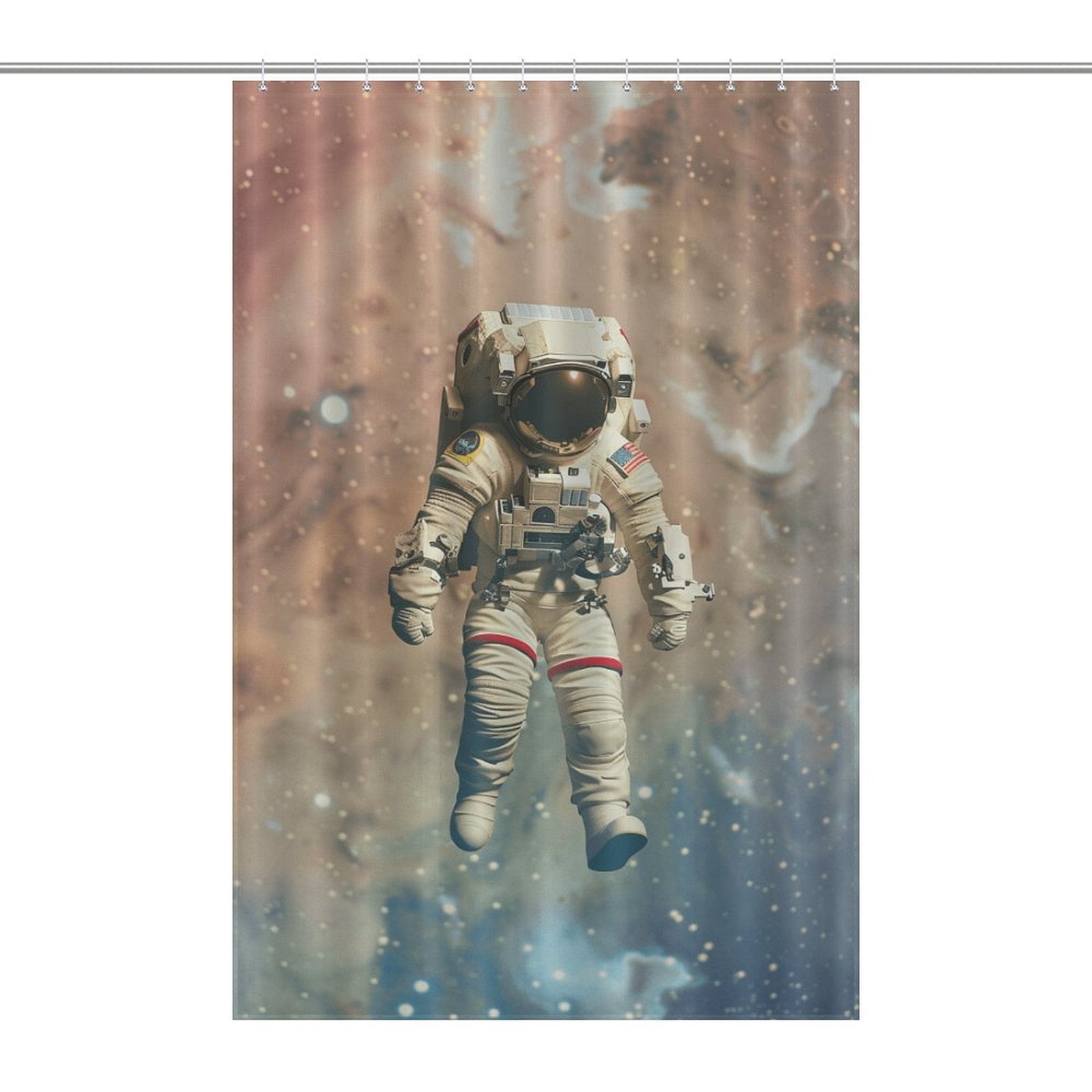 Space Astronaut Shower Curtain Fabric Bathroom Decor with Hooks ...