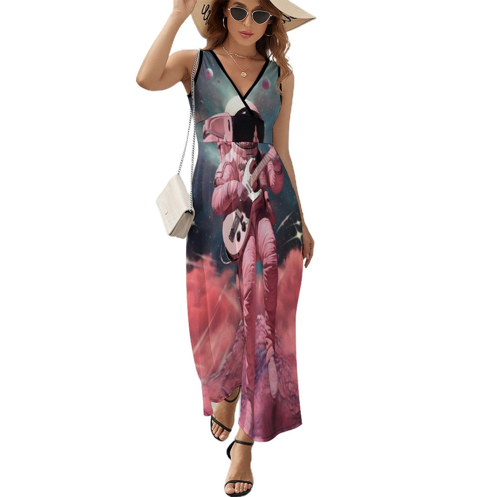 Space Astronaut Sleeveless Dress Woman Fashion Long Dresses Women's ...