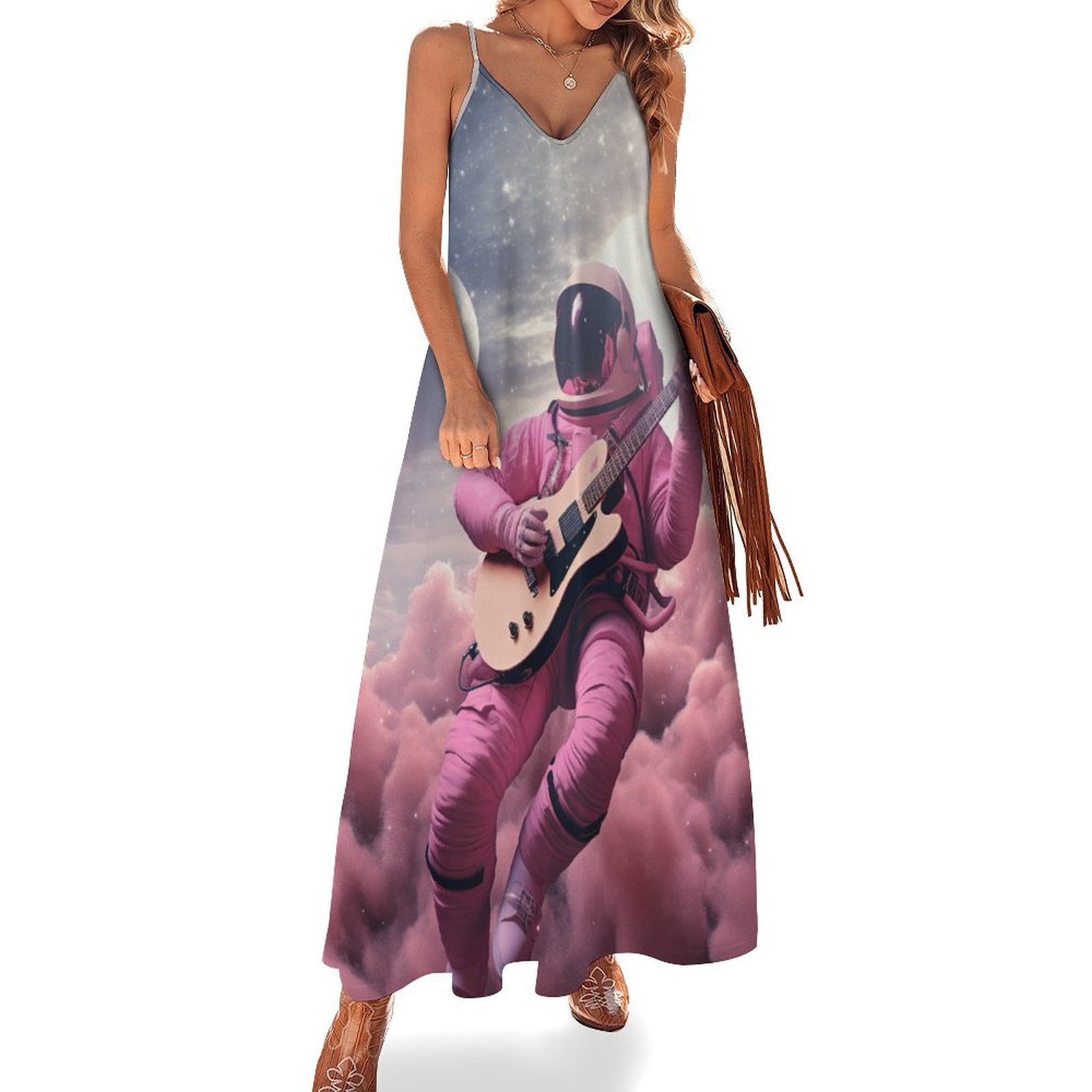 Space Astronaut Sleeveless Dress Women's Luxury Party Dress Birthday ...