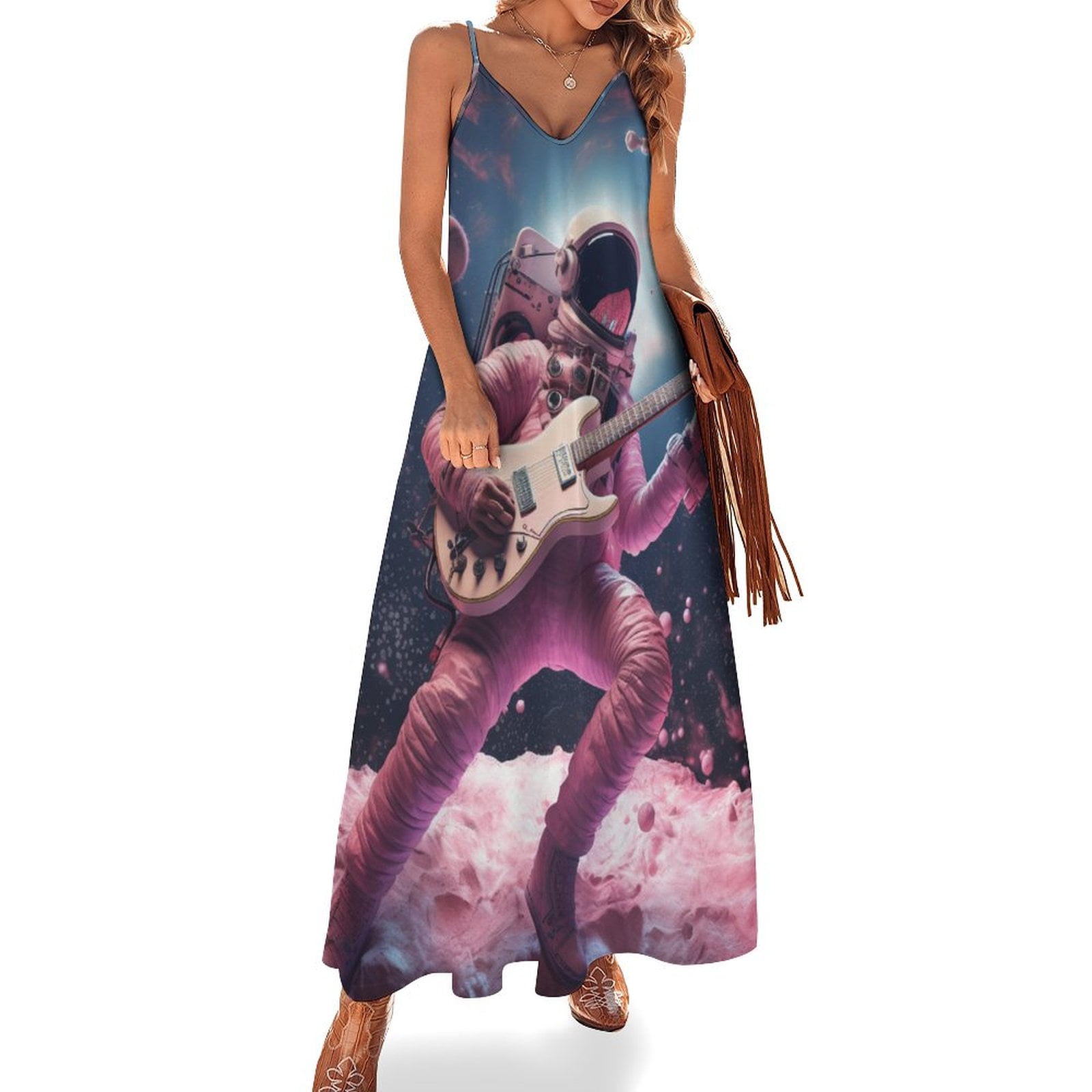 Space Astronaut Sleeveless Dress Women's Luxury Party Dress Birthday ...