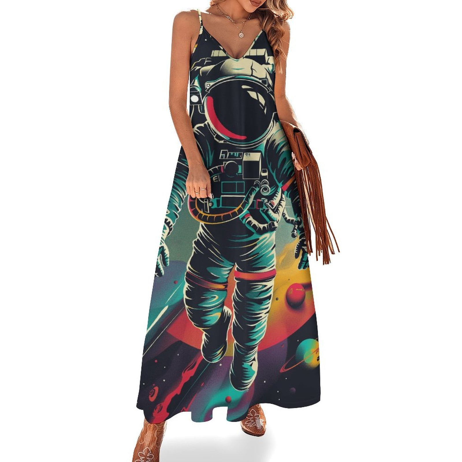 Space Astronaut Sleeveless Dress Women's Luxury Party Dress Birthday ...