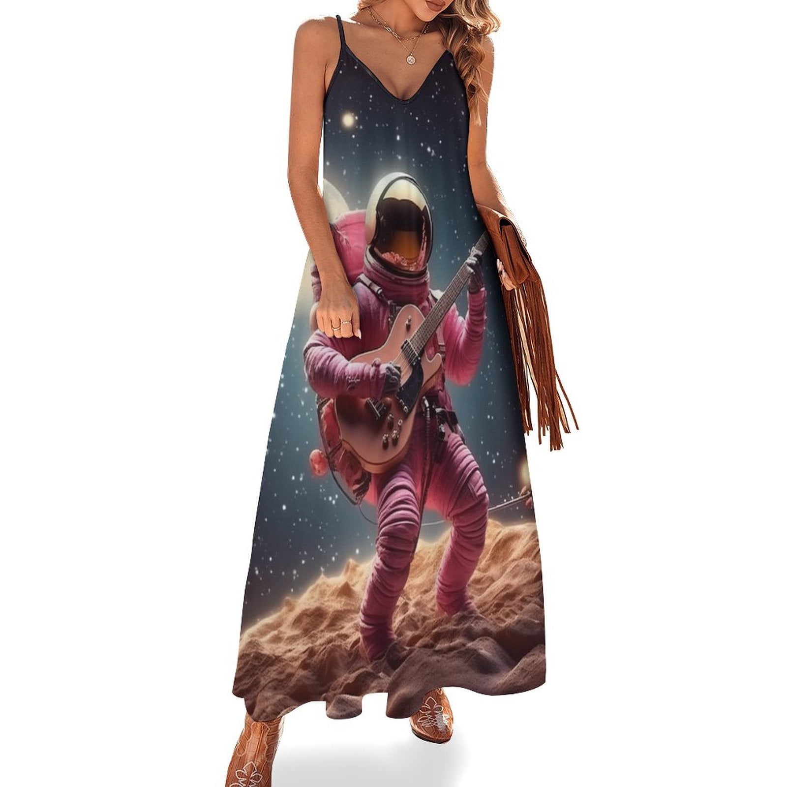 Space Astronaut Sleeveless Dress Women's Luxury Party Dress Birthday ...