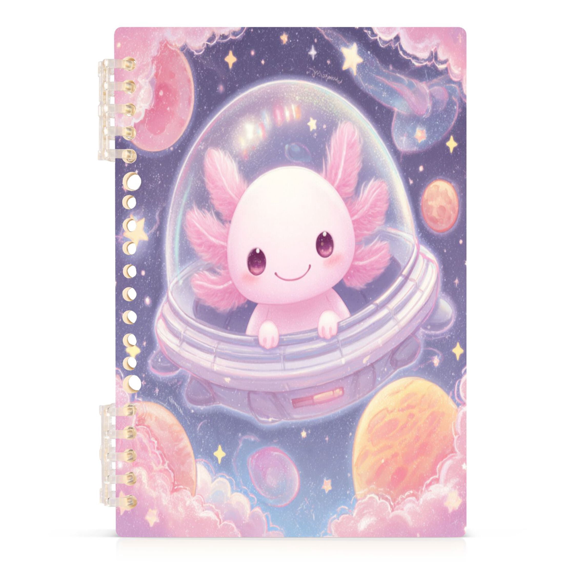 Space Axolotl Notebook College Horizontal Grid Paper Ink Spill ...