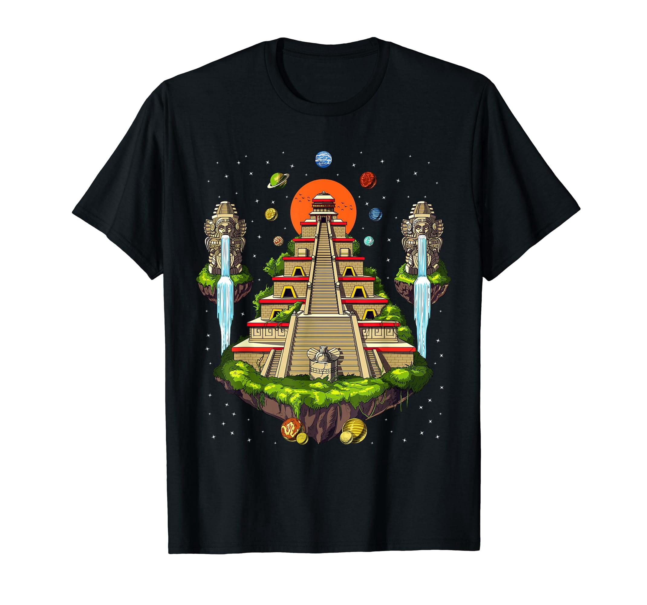 Space Aztec Pyramid Psychedelic Aztec Mayan Pyramids T-Shirt - Walmart.com