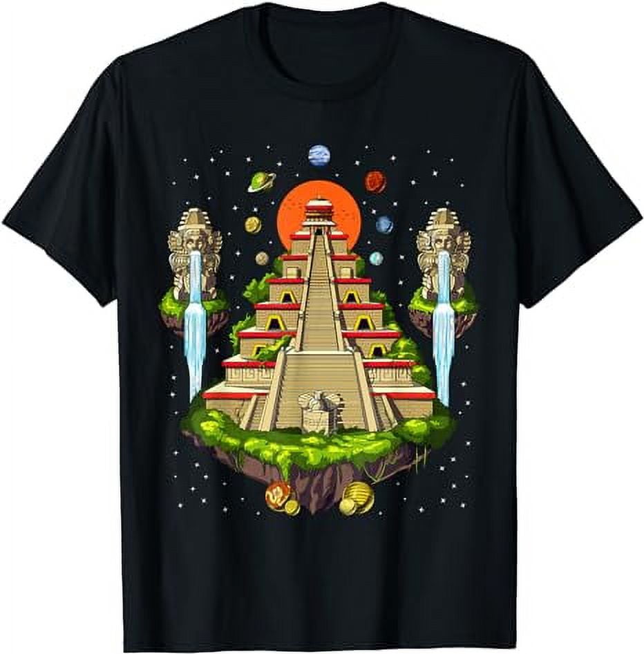 Space Aztec Pyramid Psychedelic Aztec Mayan Pyramids T-Shirt - Walmart.com