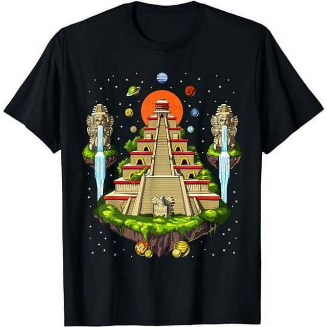 Space Aztec Pyramid Psychedelic Aztec Mayan Pyramids T-Shirt - Walmart.com