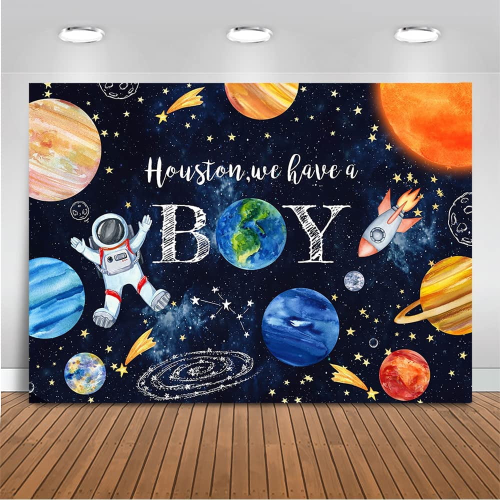 Space Baby Shower Backdrop Out Space Galaxy Planets Astronaut Baby ...