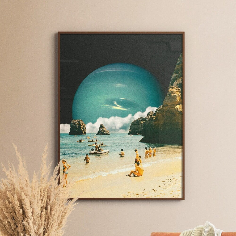 Space Beach, Retro Space Art, Vintage Collage, Sci-Fi Design, Cosmic ...
