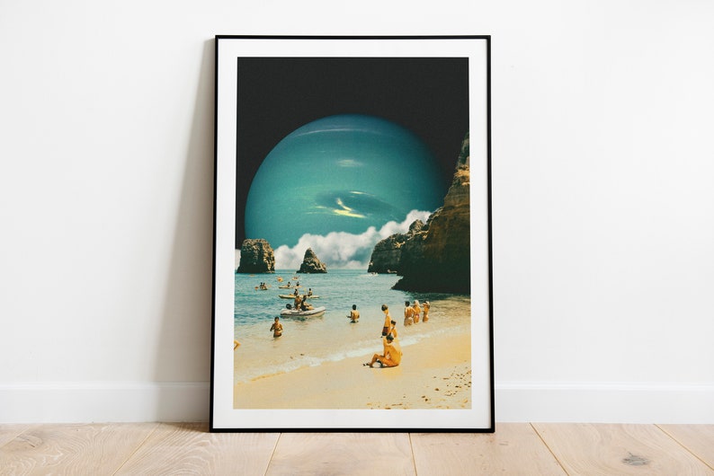 Space Beach | Retro Space Art | Vintage Collage | Sci-Fi Design ...