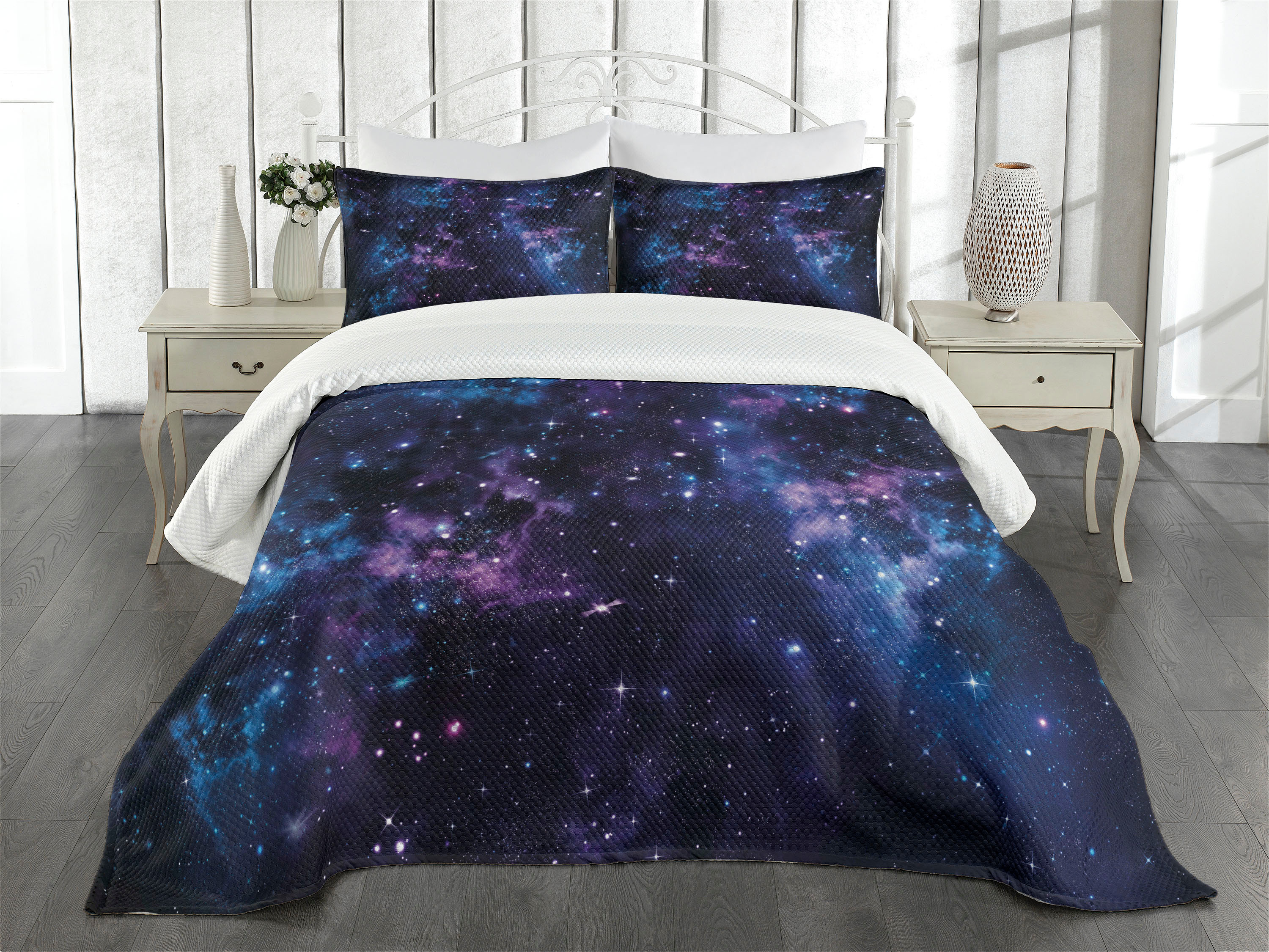 Space Bedspread, Sky Star Clusters Cosmos Nebula Celestial Scenery Art ...