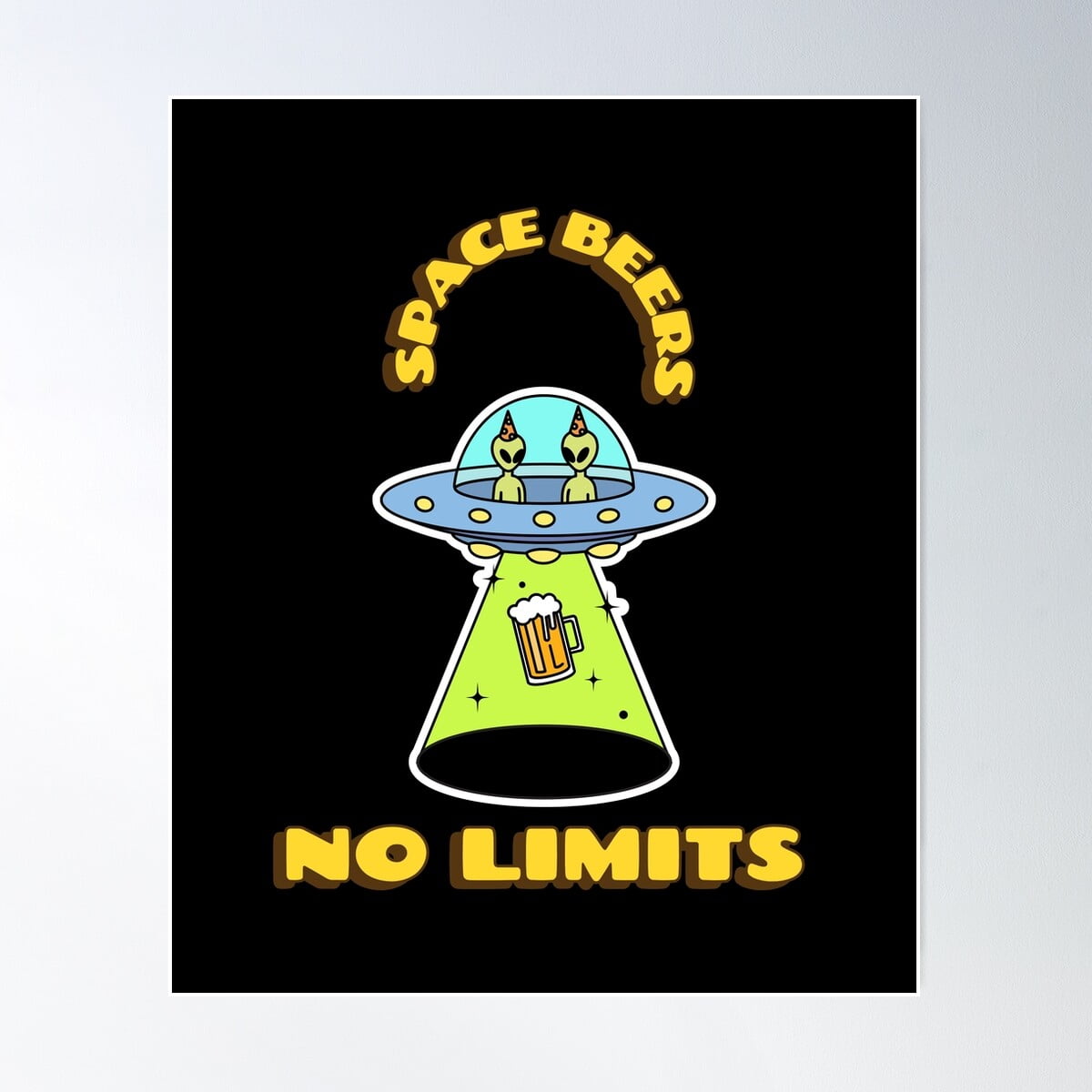 Space Beers No Limits Ufo Party Aliens Poster Wall Art, Modern Wall ...