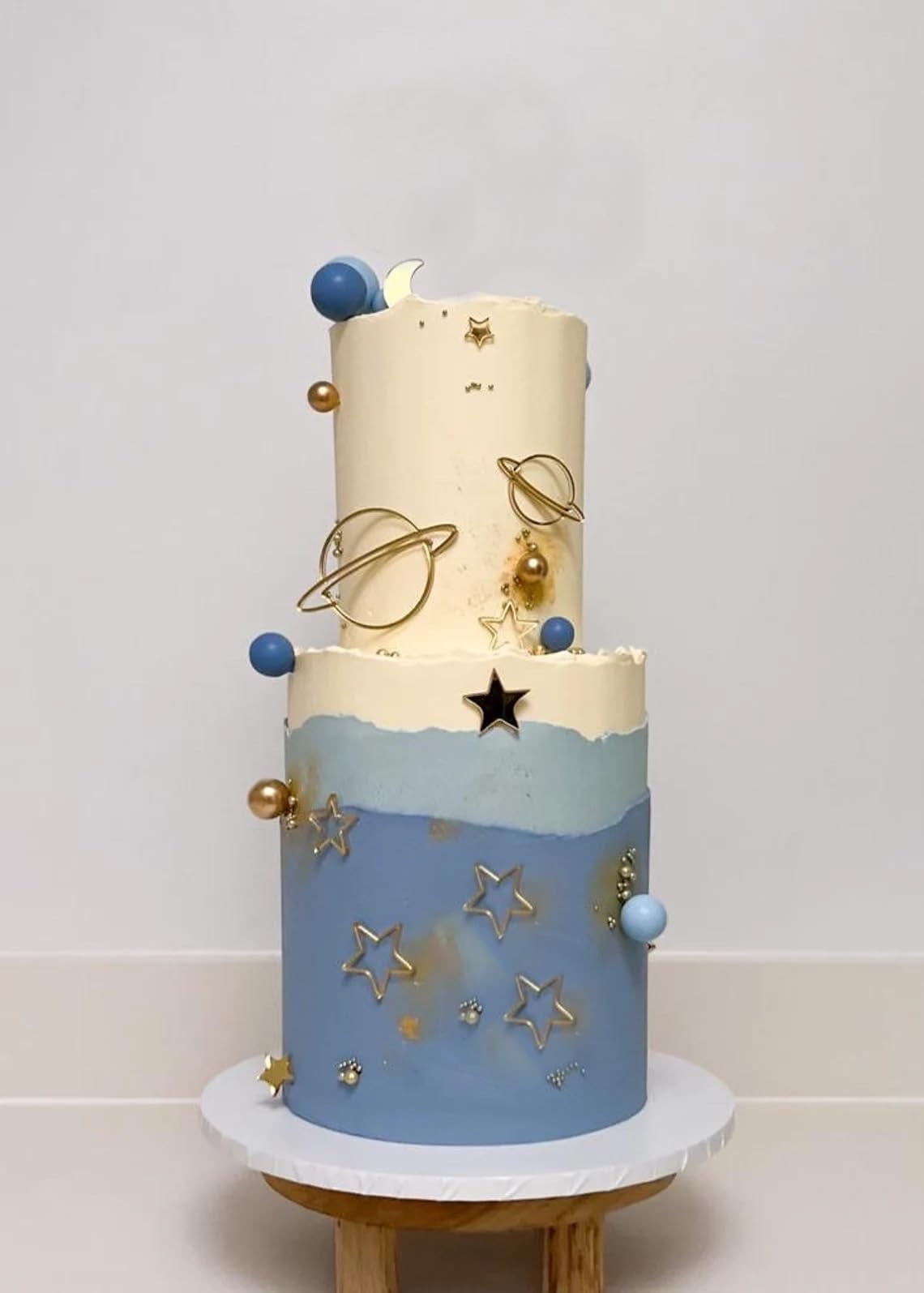 Space Birthday Cake Topper Set - ITL1 Golden Acrylic Space Cupcake ...