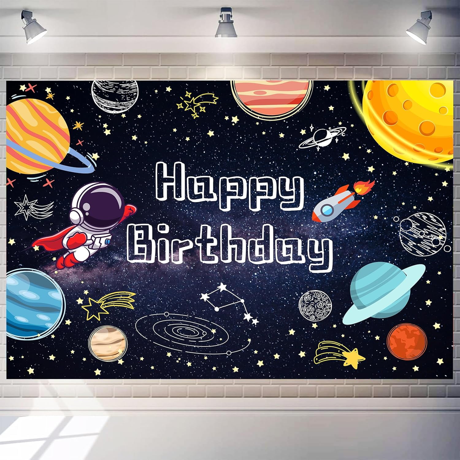 Space Birthday Decorations Backdrop Boys Outer Space Background Solar ...