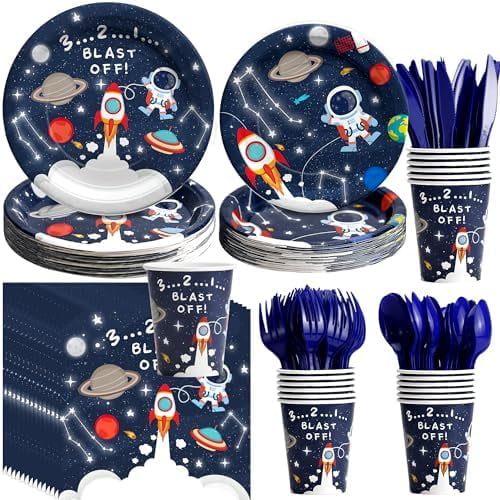 Space Birthday Decorations Tableware Boys - Outer Space Theme Party ...