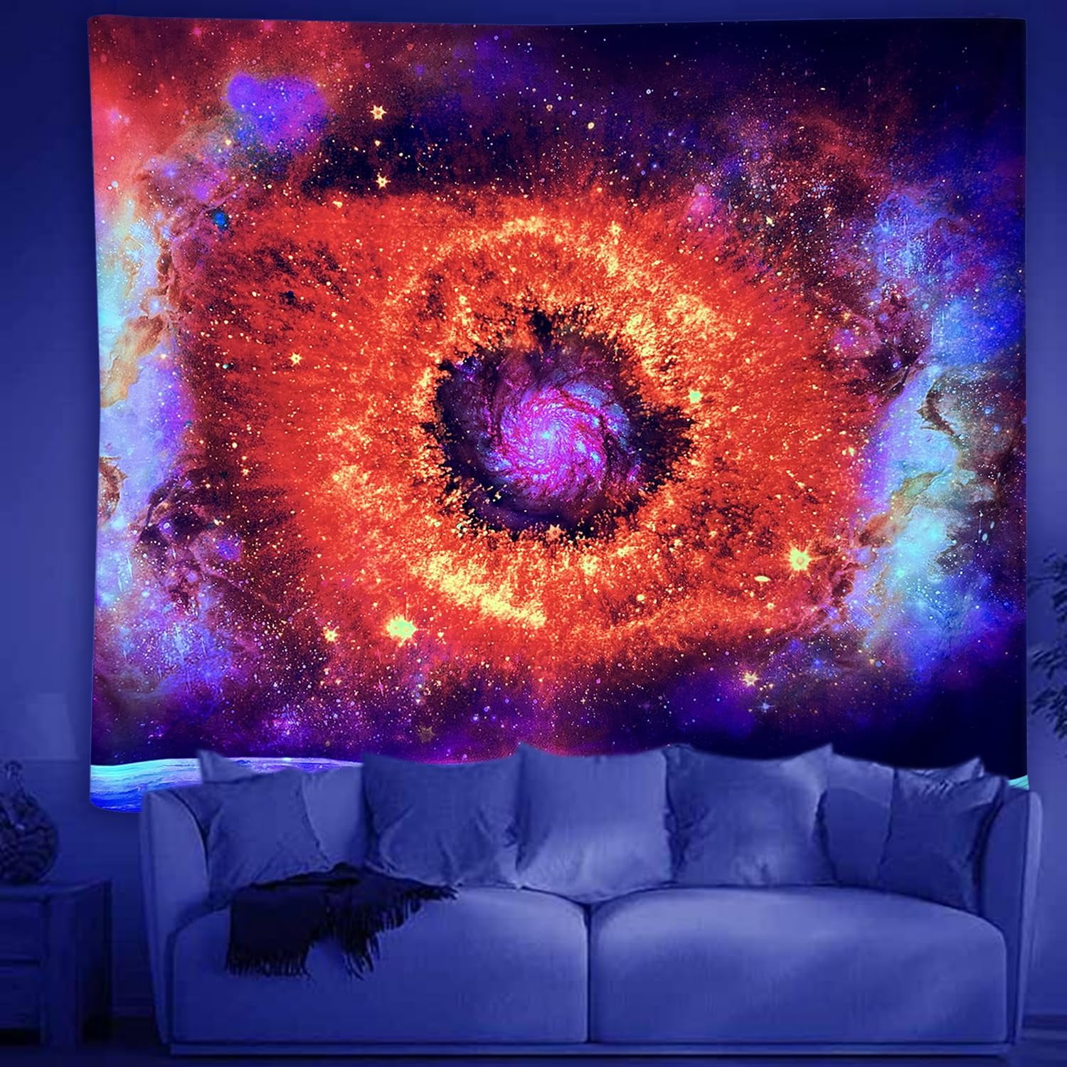 Space Blacklight Tapestry Eye of Galaxy UV Reactive Wall Tapestries ...