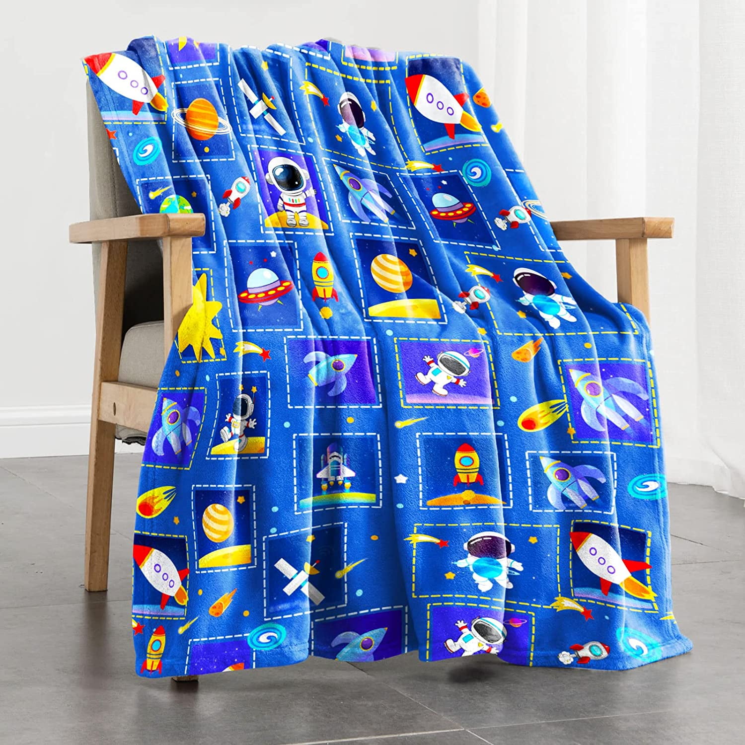 Space Blanket for Kids Boys Throw Blankets with Space Themed Pattern ...