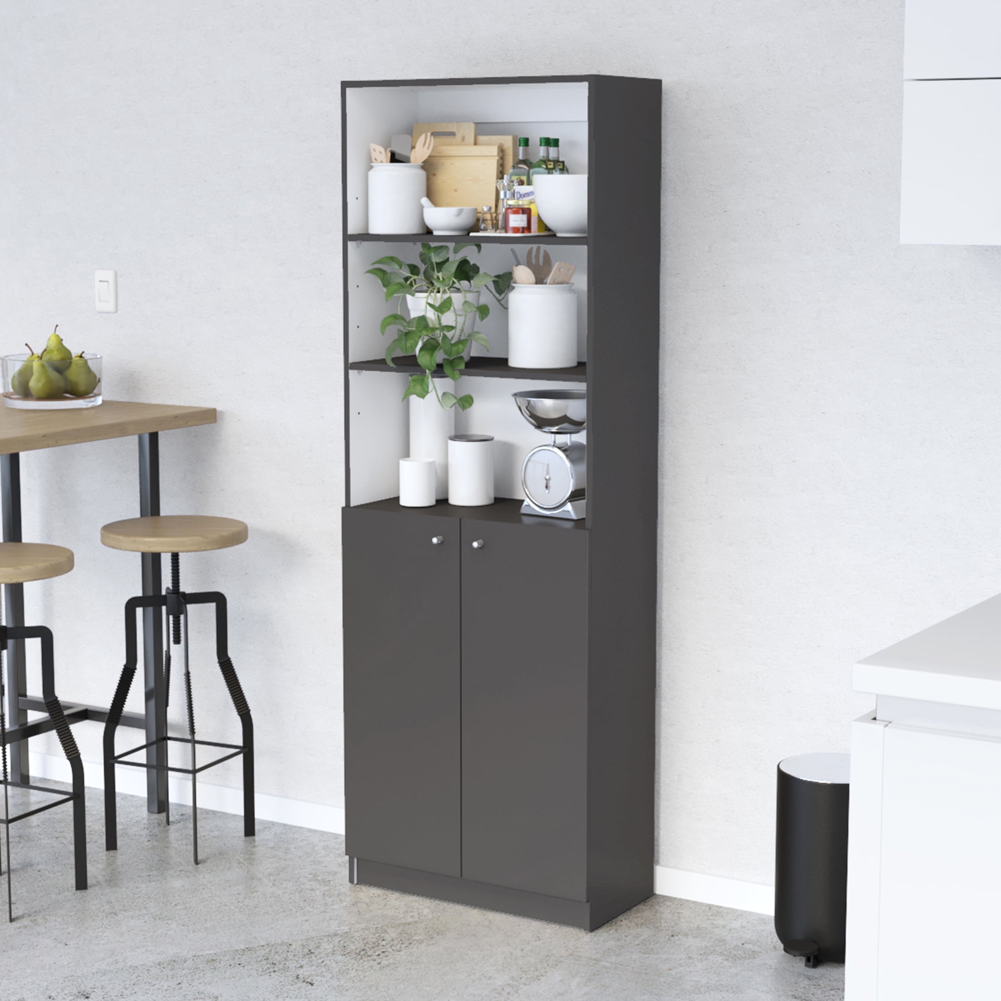 Space Bookcase With Functional Design - 2-door Concealed Storage ...