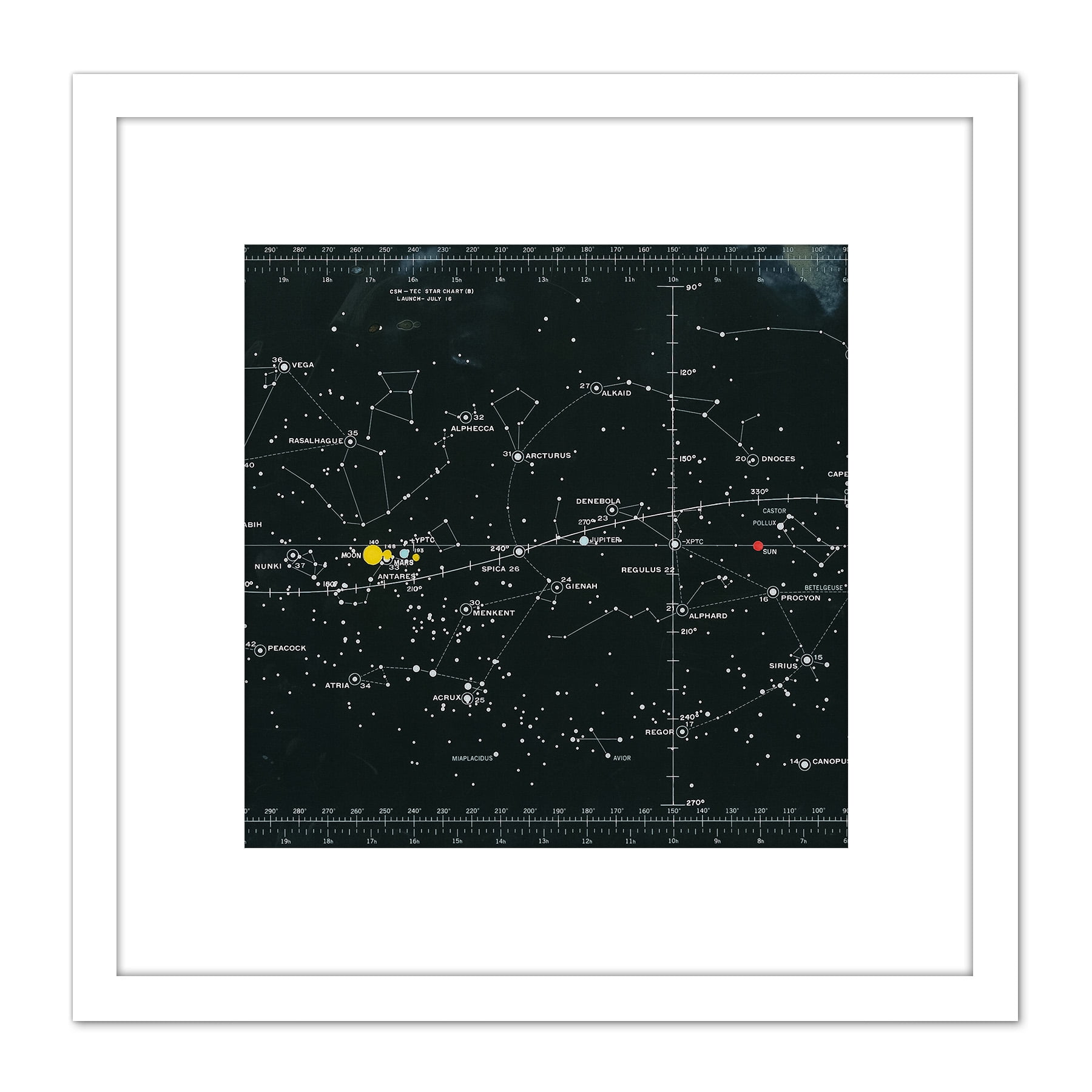 Space CSM-TEC Apollo 11 Star Chart Map Galaxy 8X8 Inch Square Wooden ...