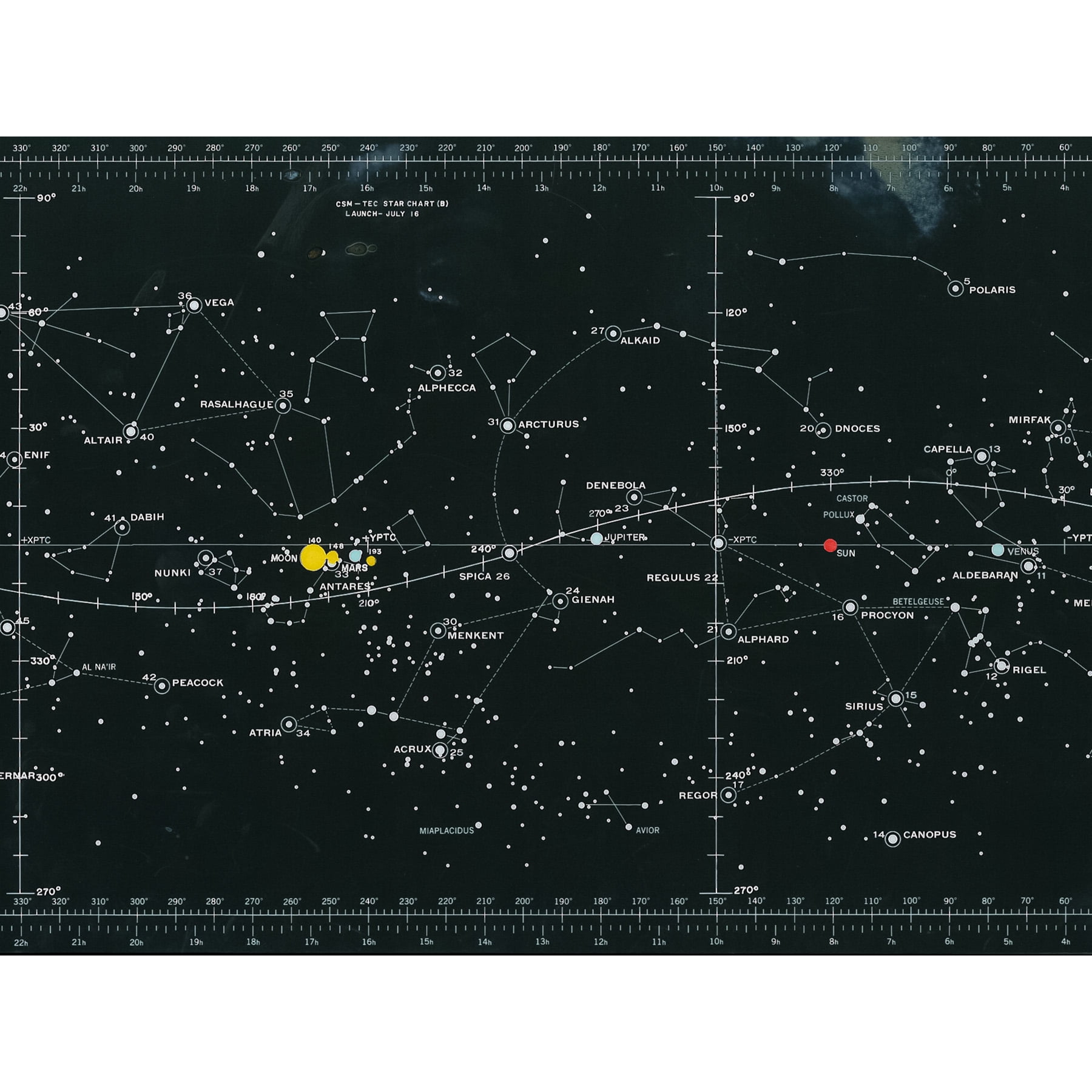 Space CSM-TEC Apollo 11 Star Chart Map Galaxy Extra Large XL Wall Art ...