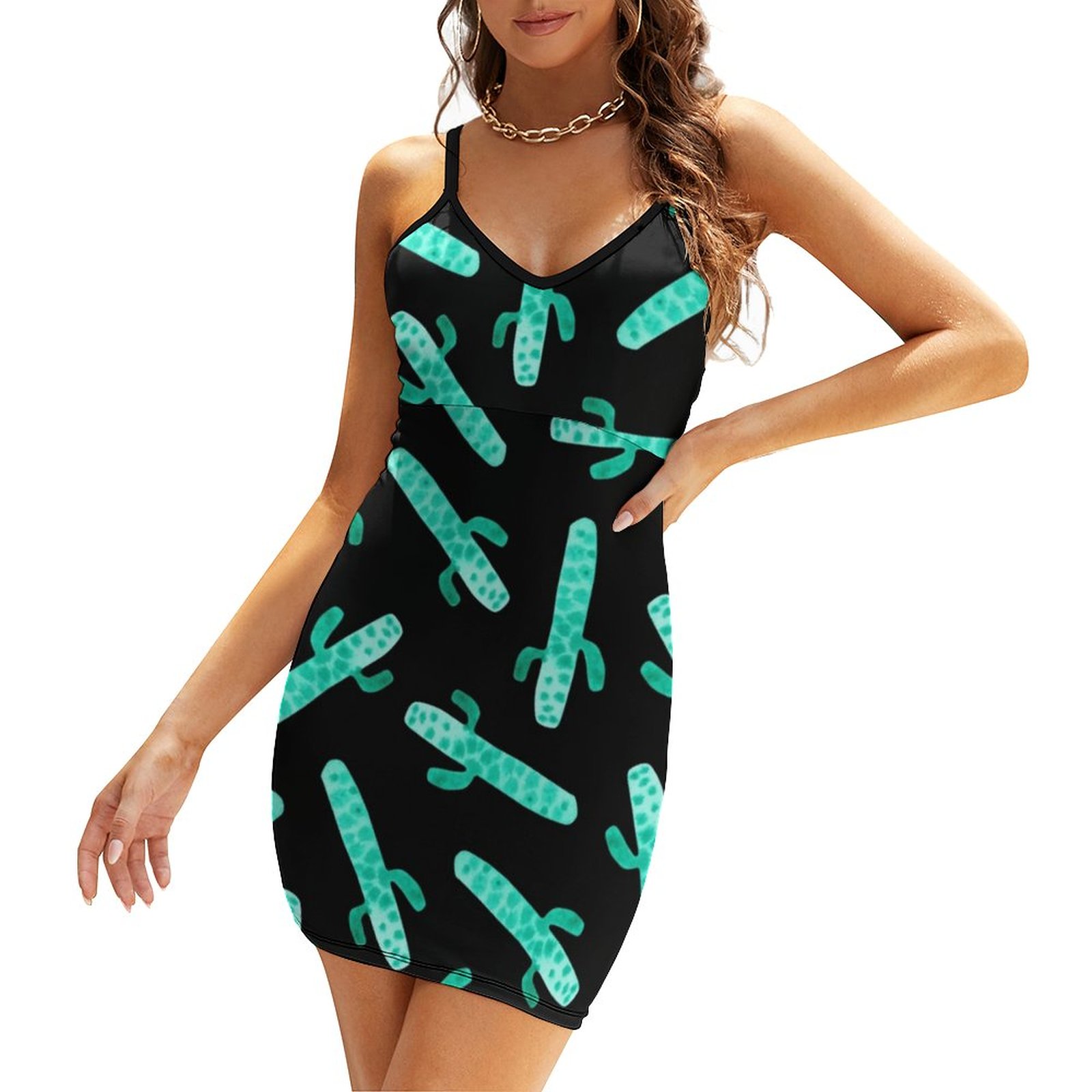Space Cactus Evening Party Dresses Midi Sexy Dress Female Sweet One ...