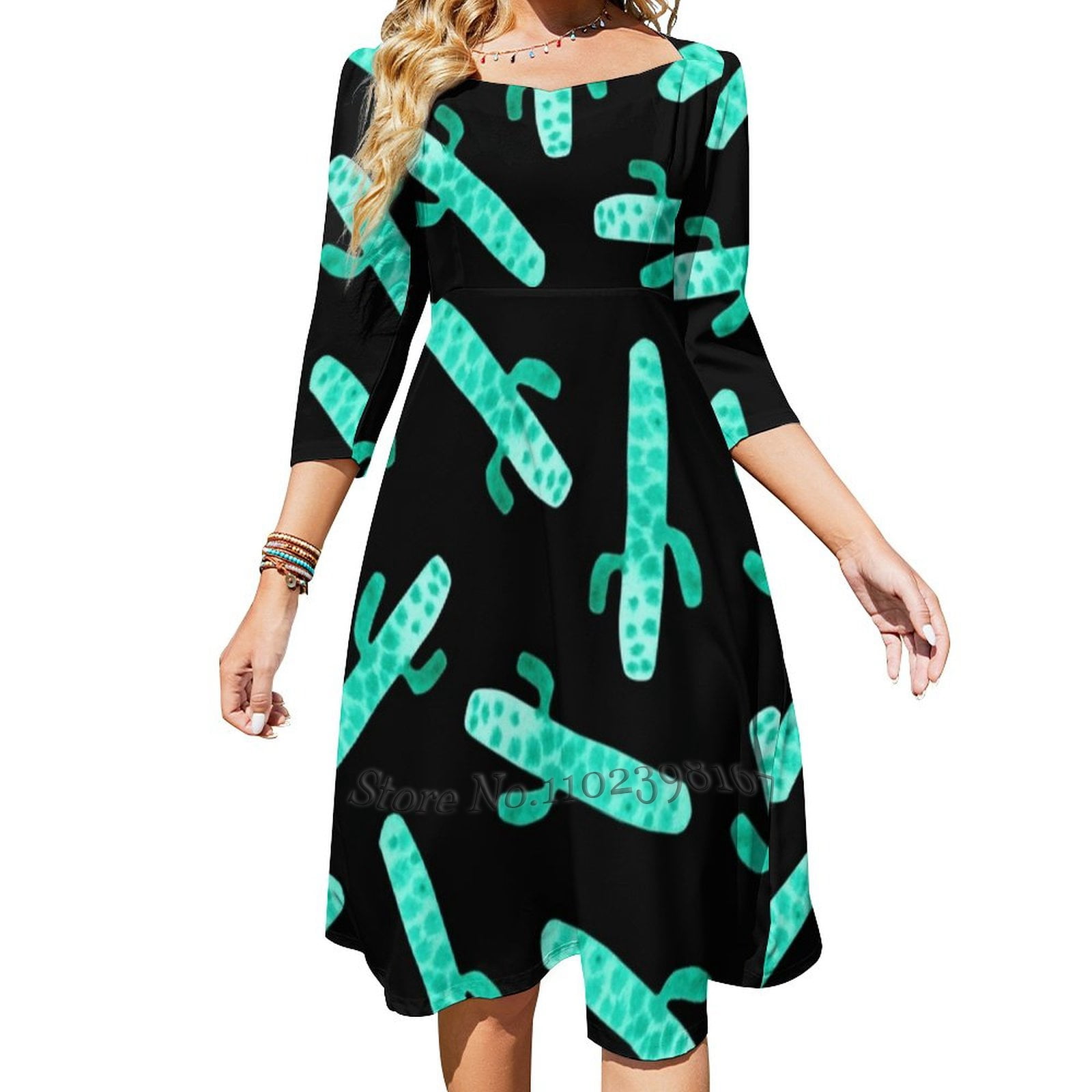 Space Cactus Evening Party Dresses Midi Sexy Dress Female Sweet One ...