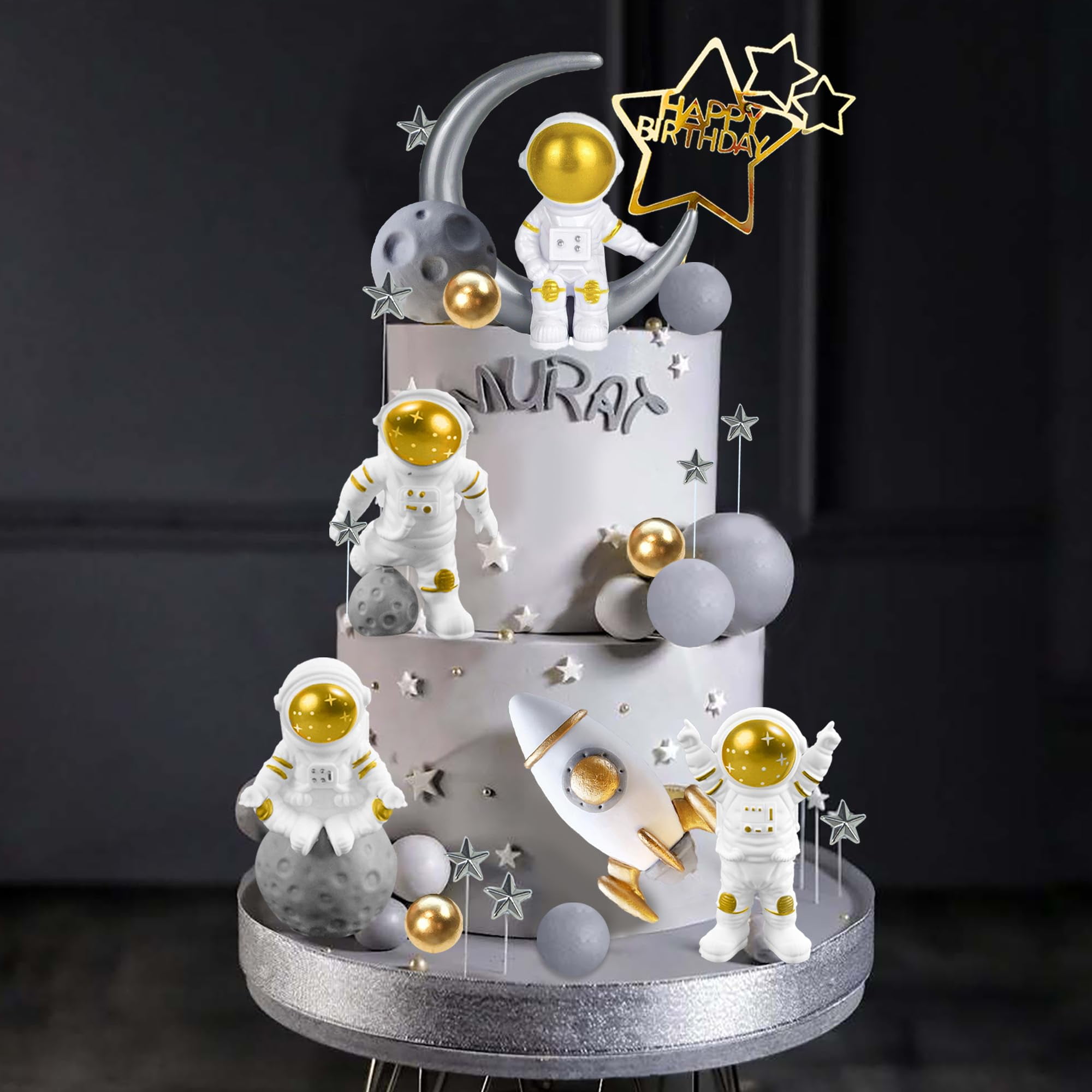 Space Cake Toppers FEV6 Outer Space Cake Decorations with Balls Stars ...