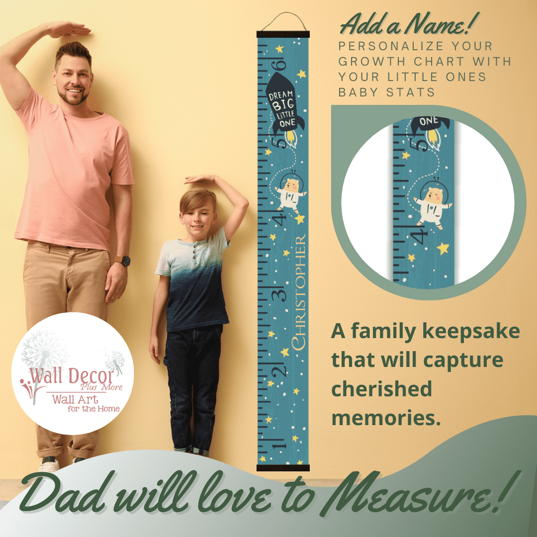 Space Canvas Growth Chart for Wall Nursery Decor - Ready to Hang Kids ...