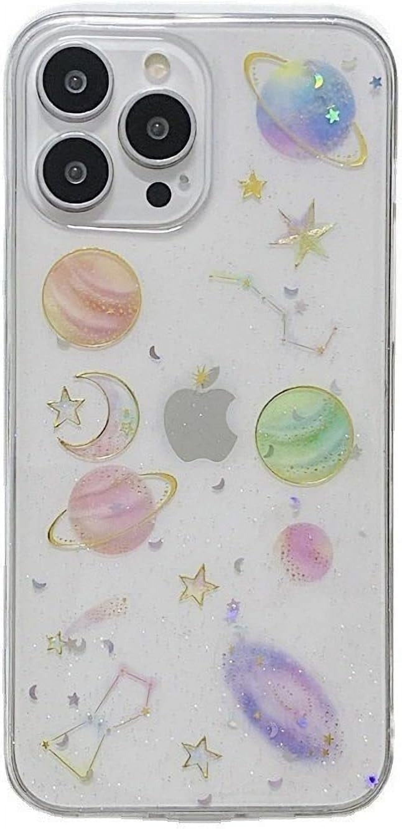 Space Case Compatible iPhone 13 Pro MaX, Bling Glitter Space Planet Sparkle Stars Moon Cosmos ...
