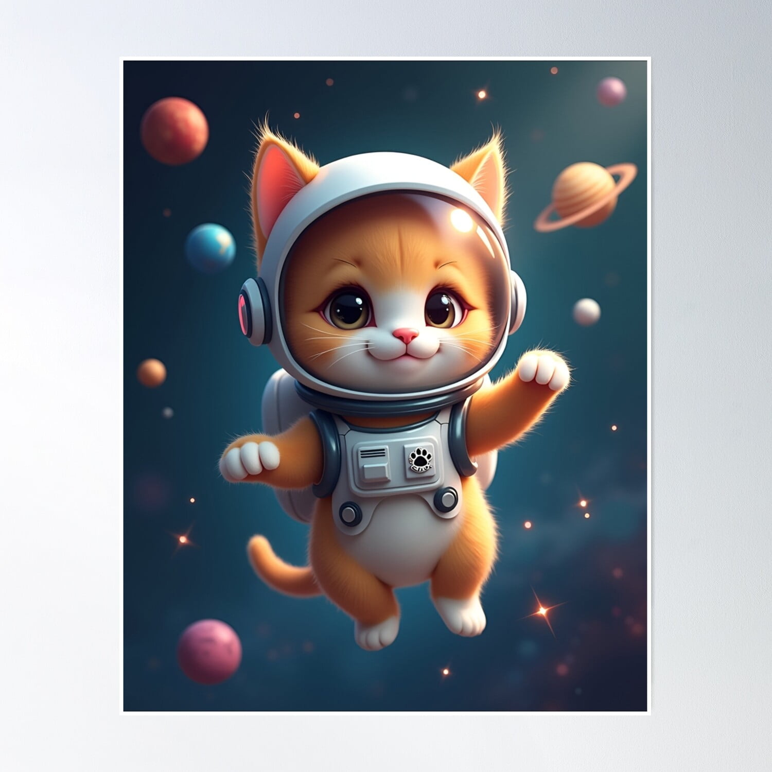 Space Cat Astronaut – Floating Feline In Cosmic Adventure Poster Wall ...