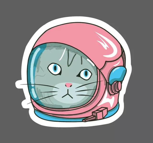 Space Cat Sticker Astronaut Pink Waterproof Sticker Phone Decal Water ...