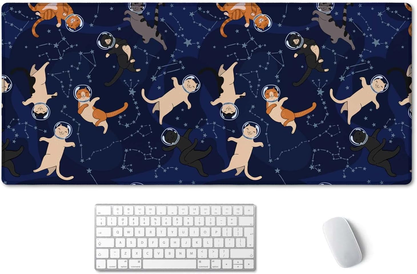 Space Cats and Constellations Desk Mat, Cute Desk Pad, Extra Large Desk Mat, Desk Mat Cute ...